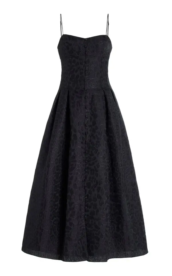 Adam Lippes Rickie Leopard Jacquard Midi Dress