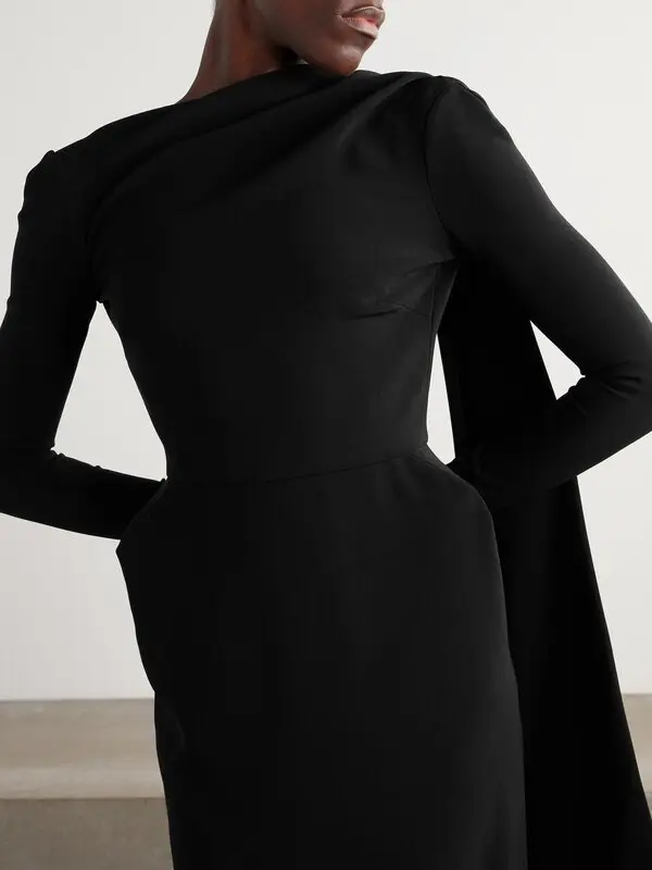 Balenciaga Cape-effect Open-back Crepe Gown