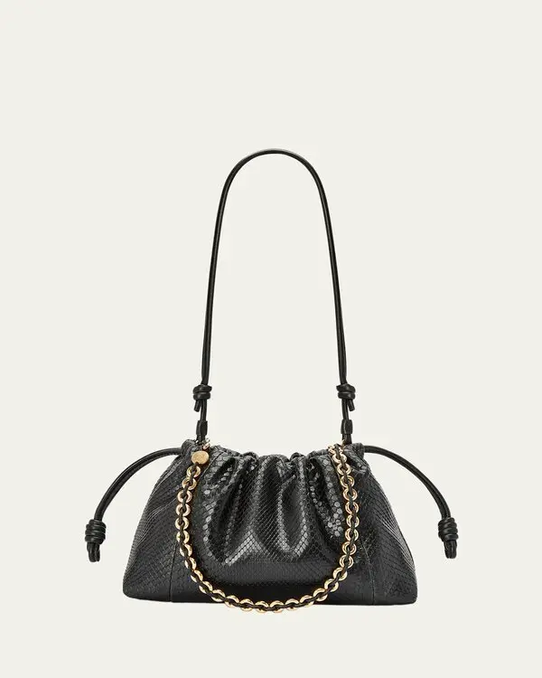 Loewe Flamenco Python Shoulder Bag - Black