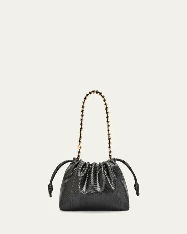 Loewe Flamenco Python Shoulder Bag - Black