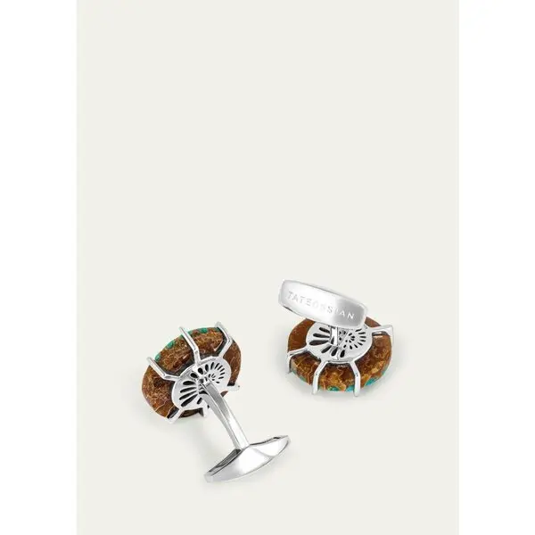 Tateossian Limited Edition Ammonite Cufflinks In Rhodium Silver With