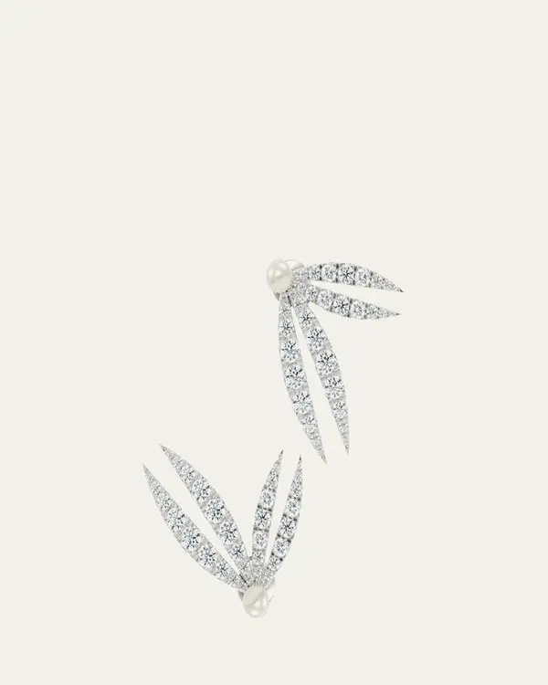 KAMAL Lotus Diamond And Pearl Earrings - Rose Gold