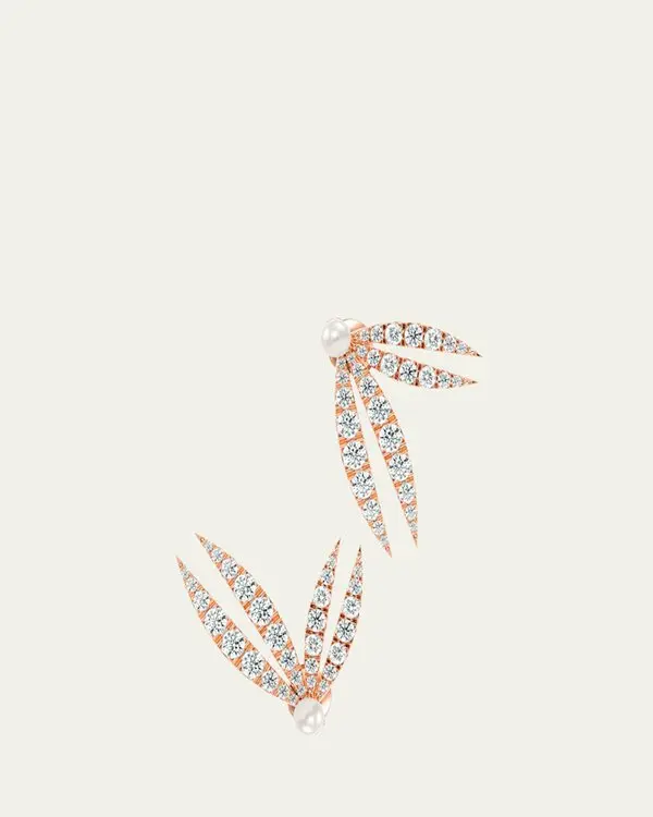 KAMAL Lotus Diamond And Pearl Earrings - Rose Gold