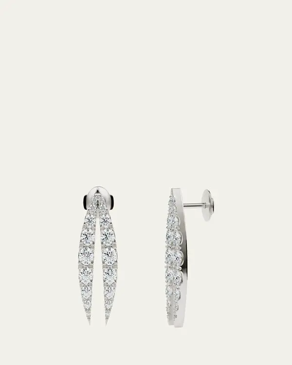 KAMAL Lotus Diamond Drop Earrings - White Gold