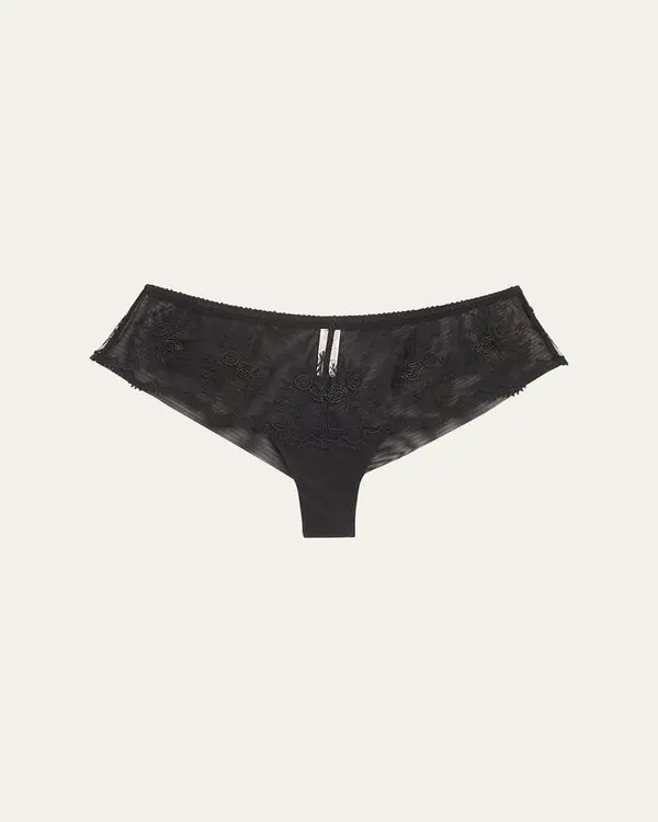 Simone Perele Intrigue Embroidered Tulle Boyshorts - Black