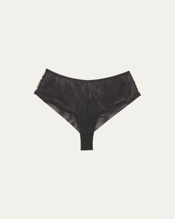 Simone Perele Intrigue Embroidered Tulle Boyshorts - Black