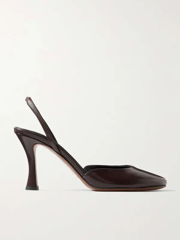 NEOUS Baten Glossed-leather Slingback Pumps - Brown