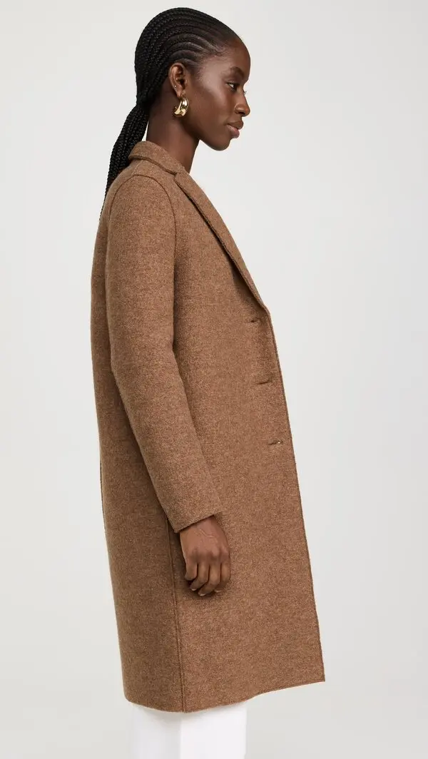 Harris Wharf London Boiled Wool Overcoat - Caramel Melange