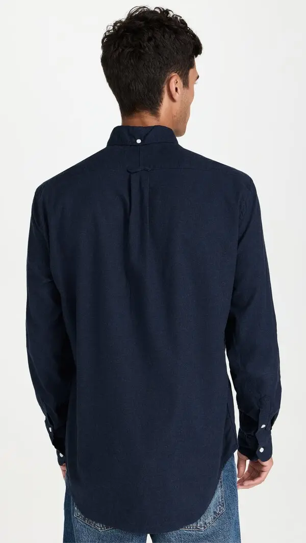 Gitman Bros Classic Cotton Flannel Shirt - Navy