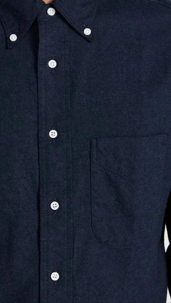 Gitman Bros Classic Cotton Flannel Shirt - Navy