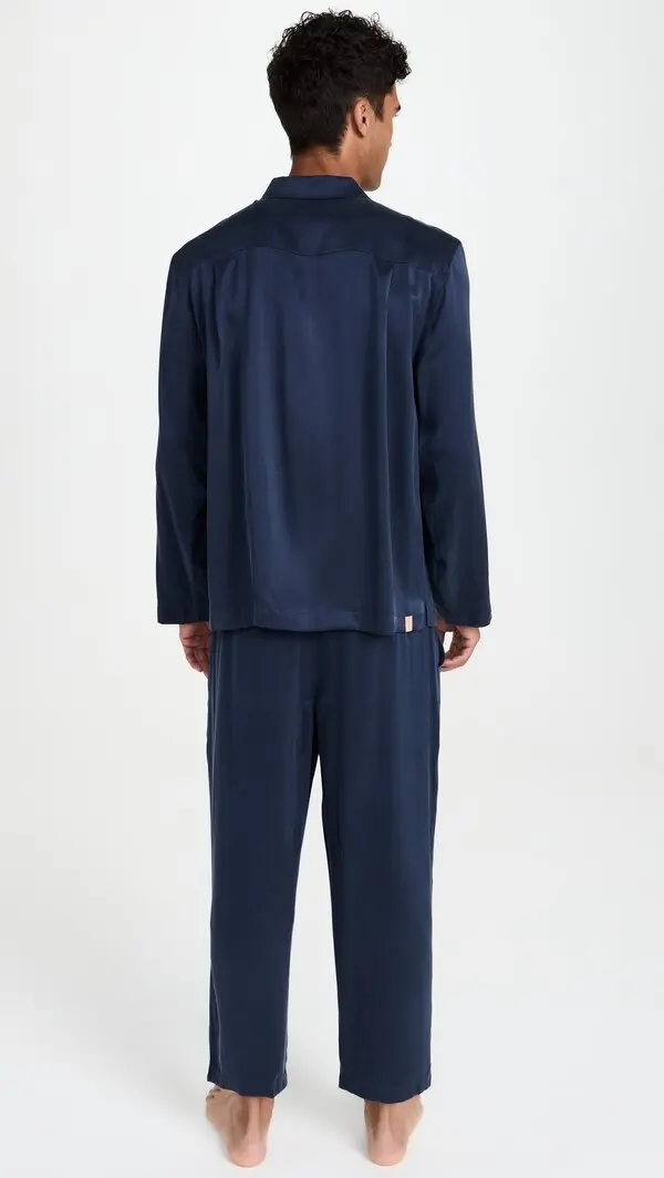Lunya Washable Silk Button Up Set - Deep Blue