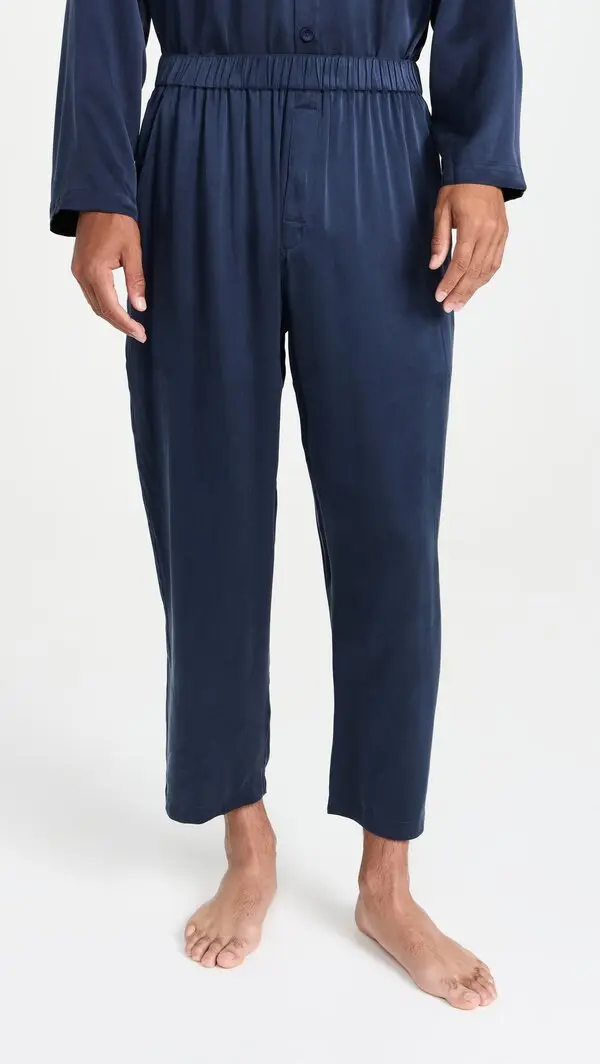 Lunya Washable Silk Button Up Set - Deep Blue