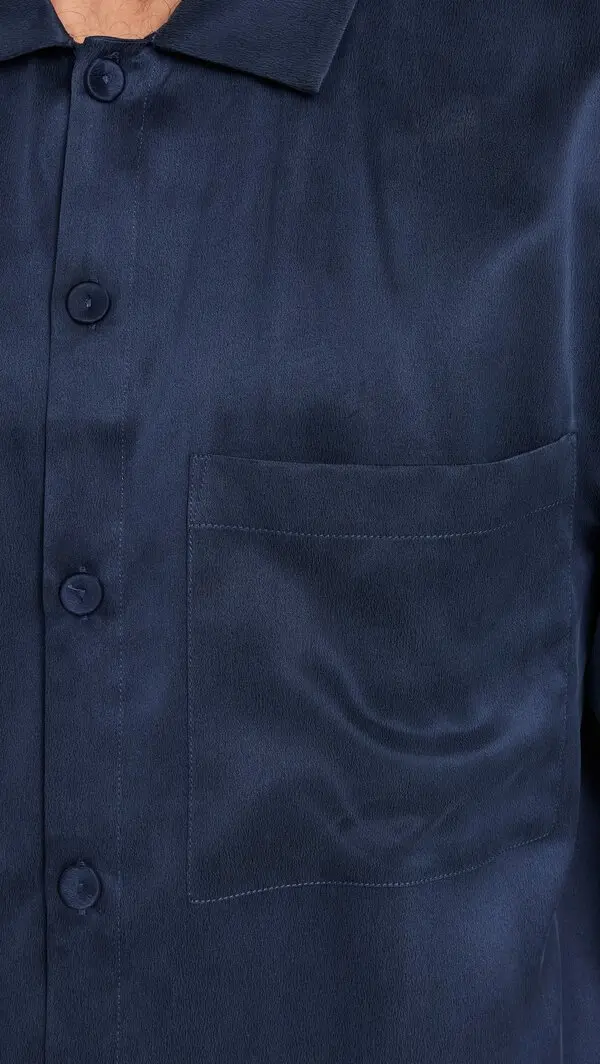 Lunya Washable Silk Button Up Set - Deep Blue