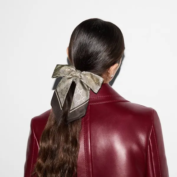 Gucci Gg Laminated Silk Jacquard Scrunchie