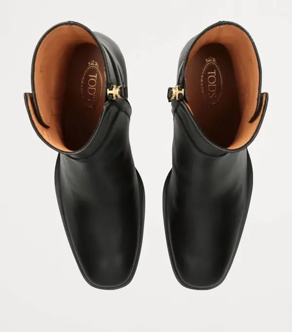 TOD'S Leather Gomma Tronch Ankle Boots 60
