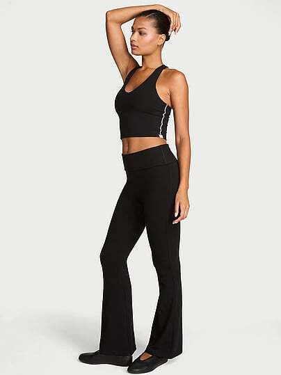 Victoria's Secret Angel Essentials Cotton Foldover Flare Legging - Black