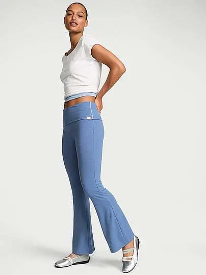 Victoria's Secret Angel Essentials Cotton Foldover Flare Legging - Blue