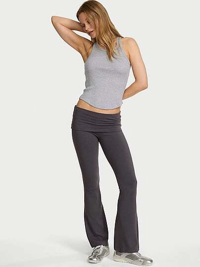 Victoria's Secret Angel Essentials Cotton Foldover Flare Legging - Grey