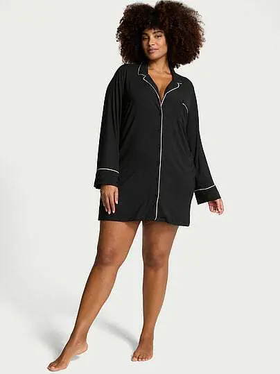 Victoria's Secret Sosoft™ Modal Button-front Sleepshirt - Black
