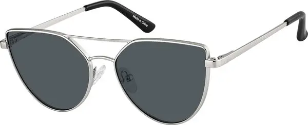 Zenni Cat-eye Sunglasses With Metal Full Rim Frame - Silver