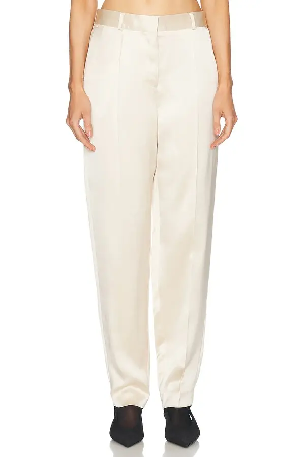 TOTEME Low Waist Satin Trouser - Ecru