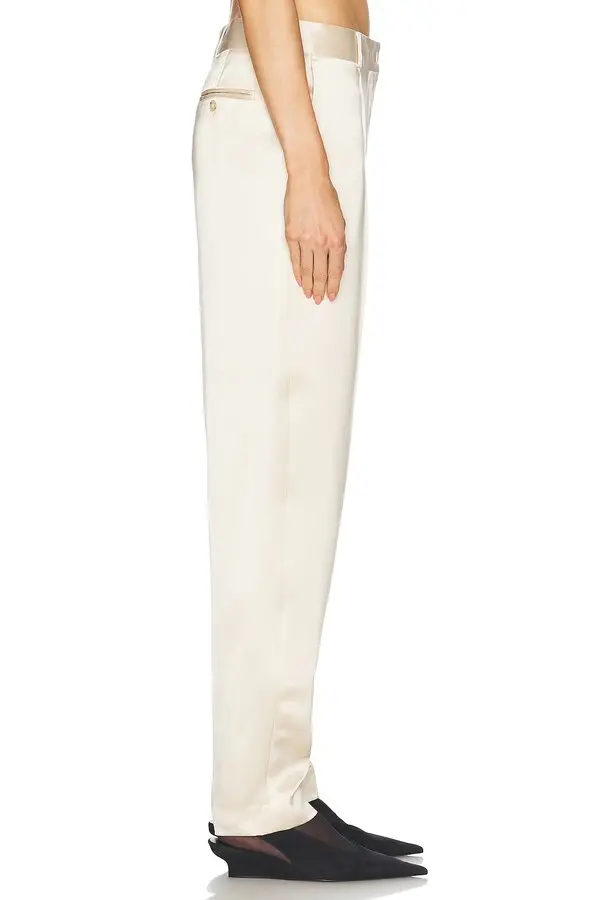TOTEME Low Waist Satin Trouser - Ecru