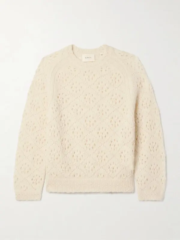 DÔEN Emiliana Pointelle-knit Sweater - Neutrals