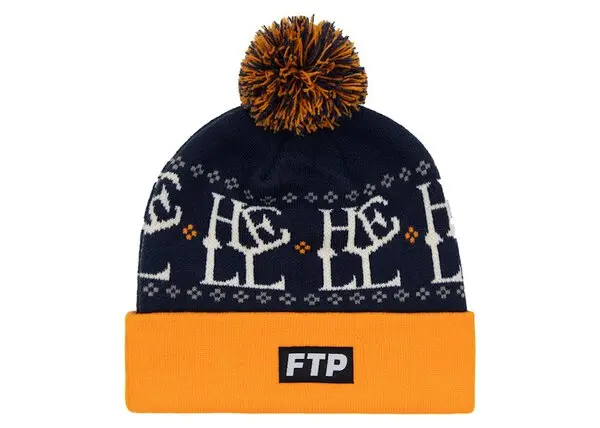 FTP Hell Pom Beanie - Navy Blue
