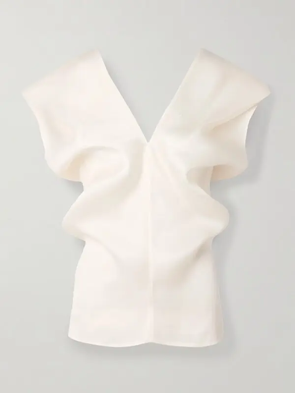 Khaite Ami Draped Silk-gazar Top - White