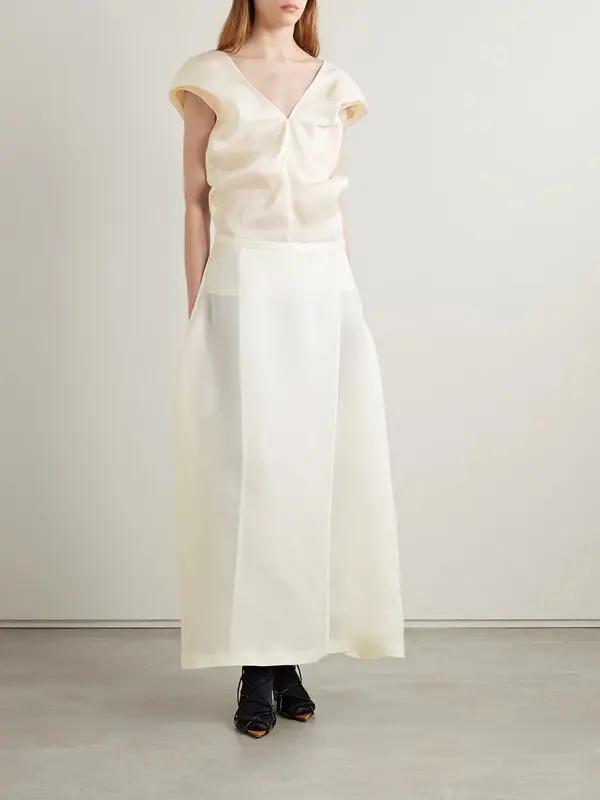 Khaite Ami Draped Silk-gazar Top - White
