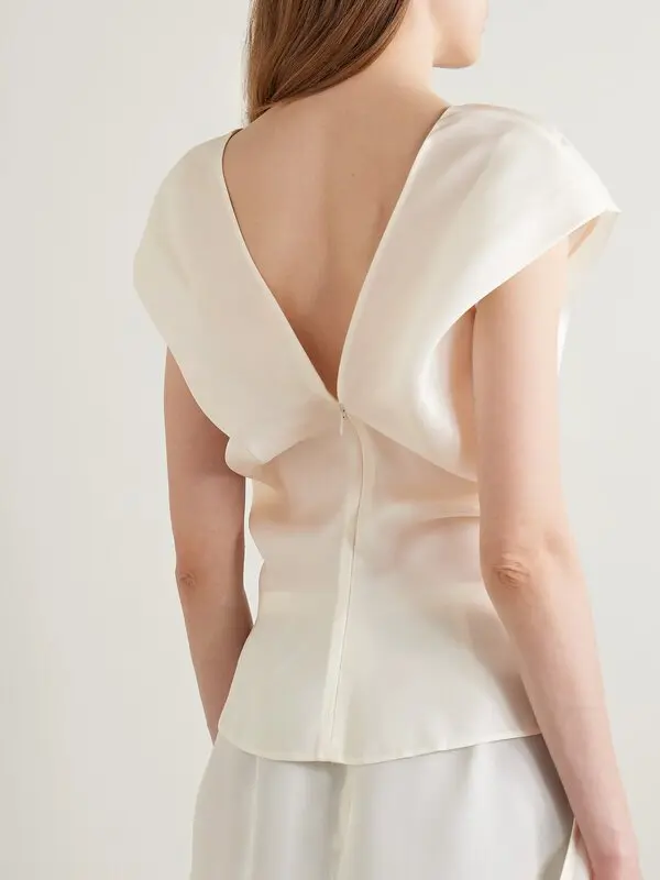 Khaite Ami Draped Silk-gazar Top - White