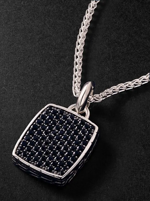 John Hardy Sterling Sapphire Id Tag Pendant Necklace - Silver