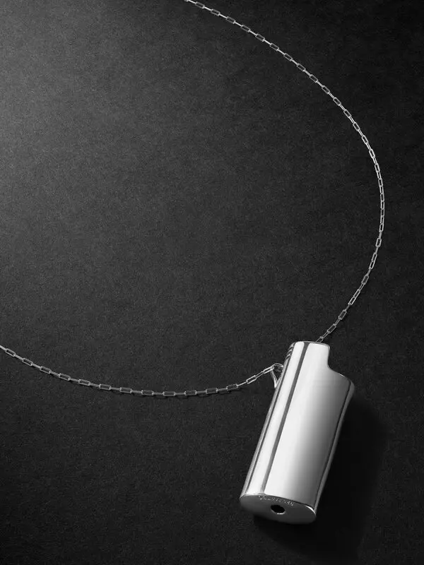 Mateo Lighter Holder Logo-cutout Rhodium-plated Pendant Necklace - Silver