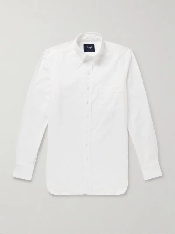 DRAKE'S Slim-fit Button-down Collar Cotton Oxford Shirt