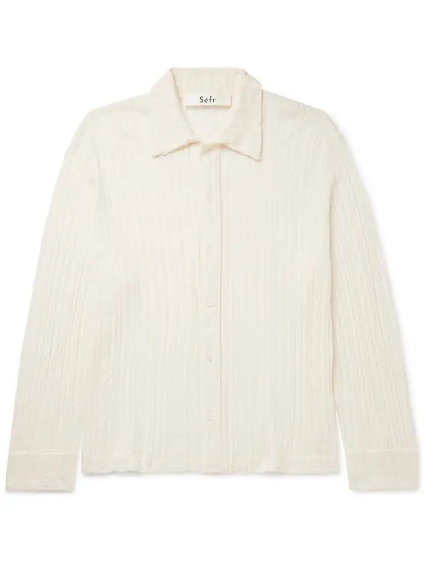 SéFr Riku Pointelle-Knit Merino Wool Shirt In Neutrals - 40