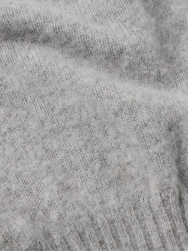 DRAKE'S Brushed Virgin Shetland Wool Crew Neck Sweater - Gray