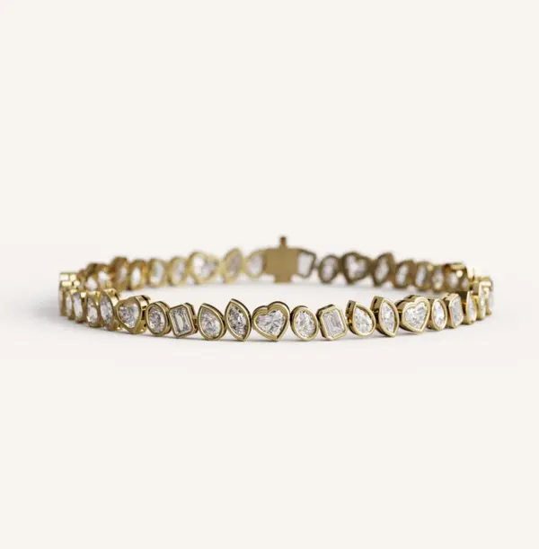 Olive Ave Jewelry 14k Gold Lab Diamond Bezel Tennis Bracelet