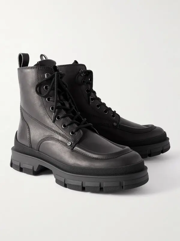 Moncler Hevea City Leather Boots - Black