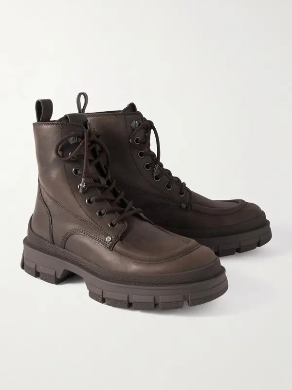 Moncler Hevea City Leather Boots - Brown