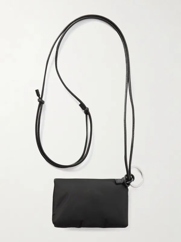 Saint Laurent Cassandre Logo-appliquéd Leather-trimmed Quilted Padded Nylon Pouch