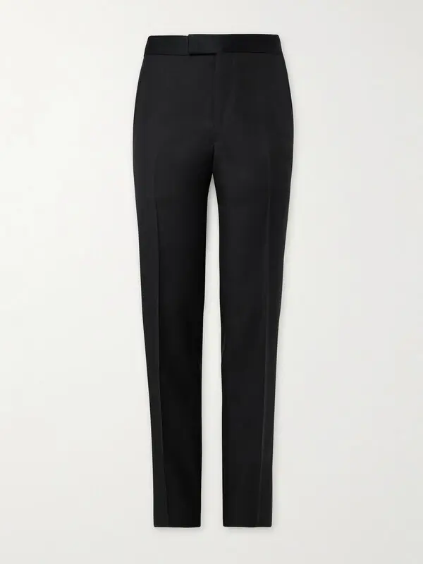 Zegna Straight-leg Satin-trimmed Wool And Mohair-blend Tuxedo Trousers