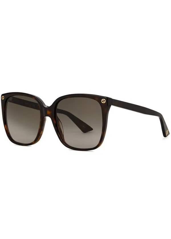 Gucci Tortoiseshell Square-frame Sunglasses