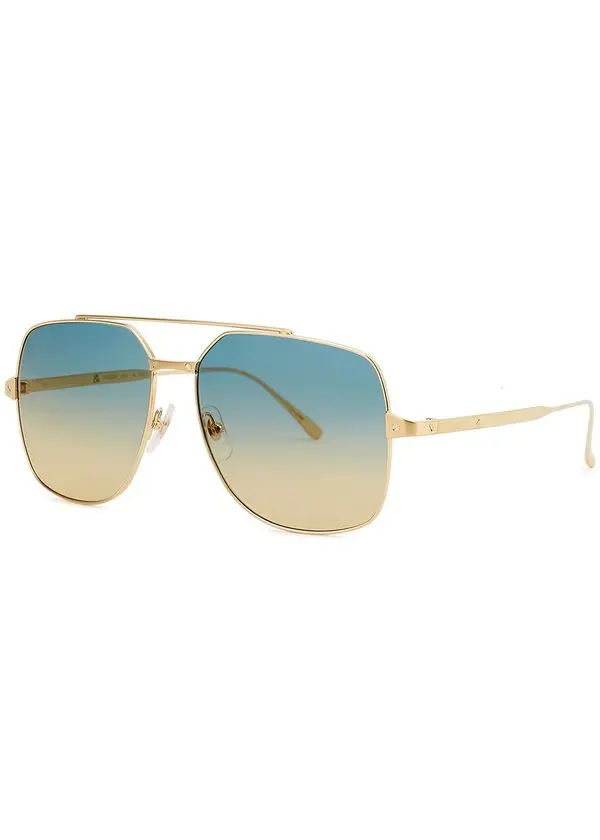 Cartier Santos De Aviator-style Sunglasses - Gold