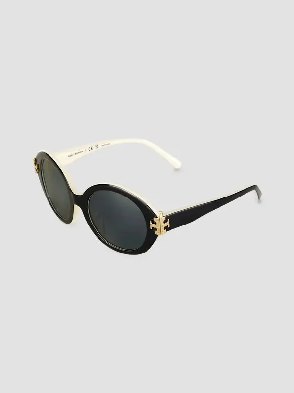 Tory Burch 52mm Oval Sunglasses - Dark Grey Black