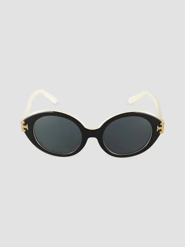 Tory Burch 52mm Oval Sunglasses - Dark Grey Black