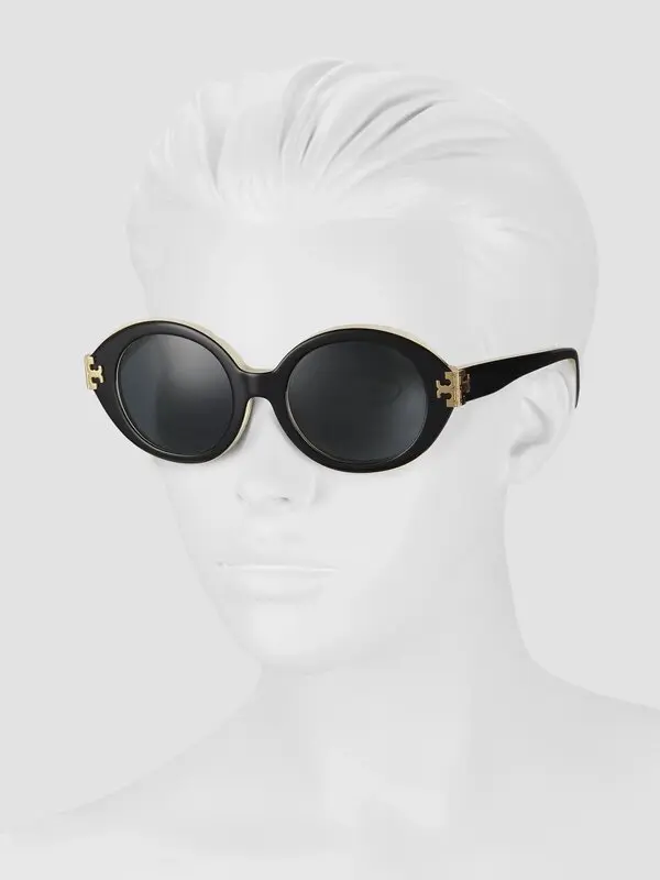Tory Burch 52mm Oval Sunglasses - Dark Grey Black