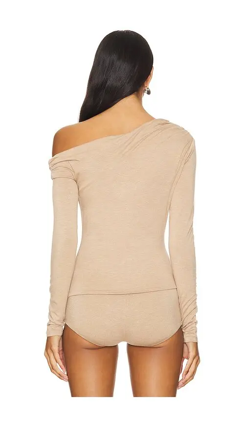 AFRM Off-shoulder Jersey Top - Heather Taupe
