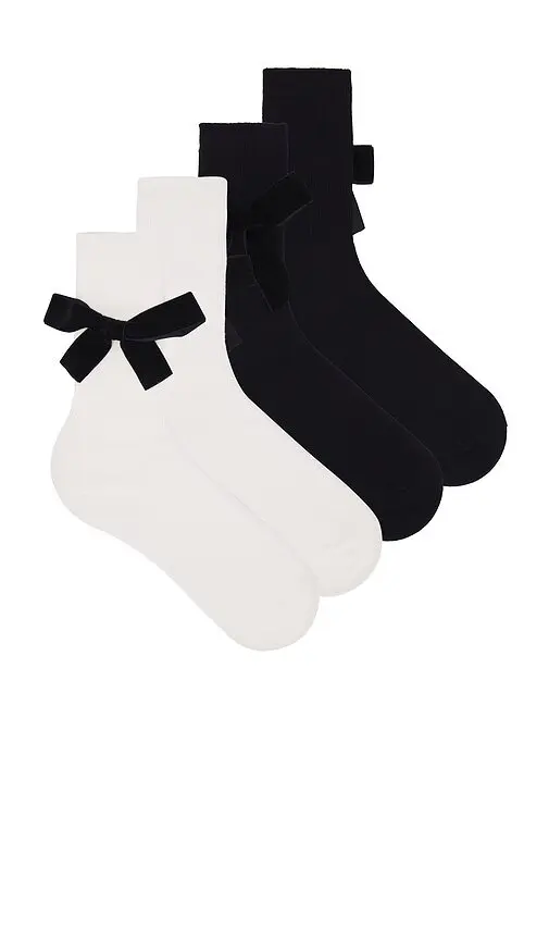 LOVERS AND FRIENDS Jocelyn Bow Socks 2 Pack - Black & White
