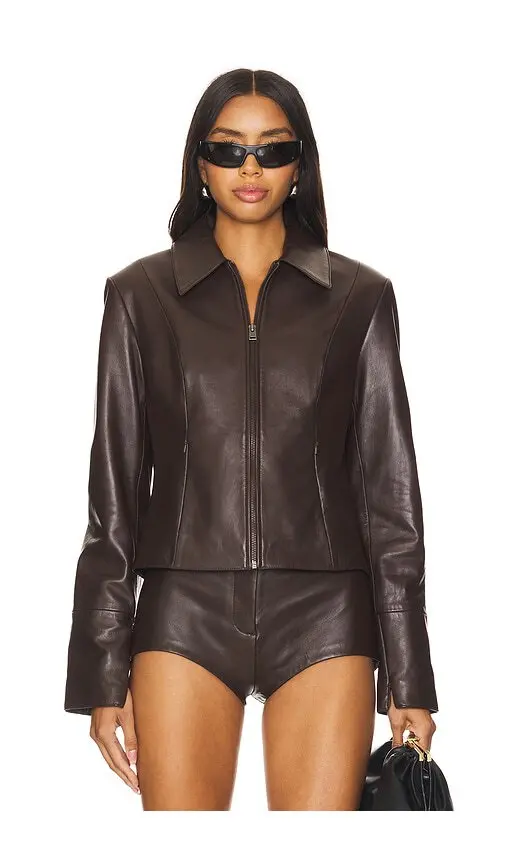 Lamarque Oceana Leather Jacket Mahogany Editorialist