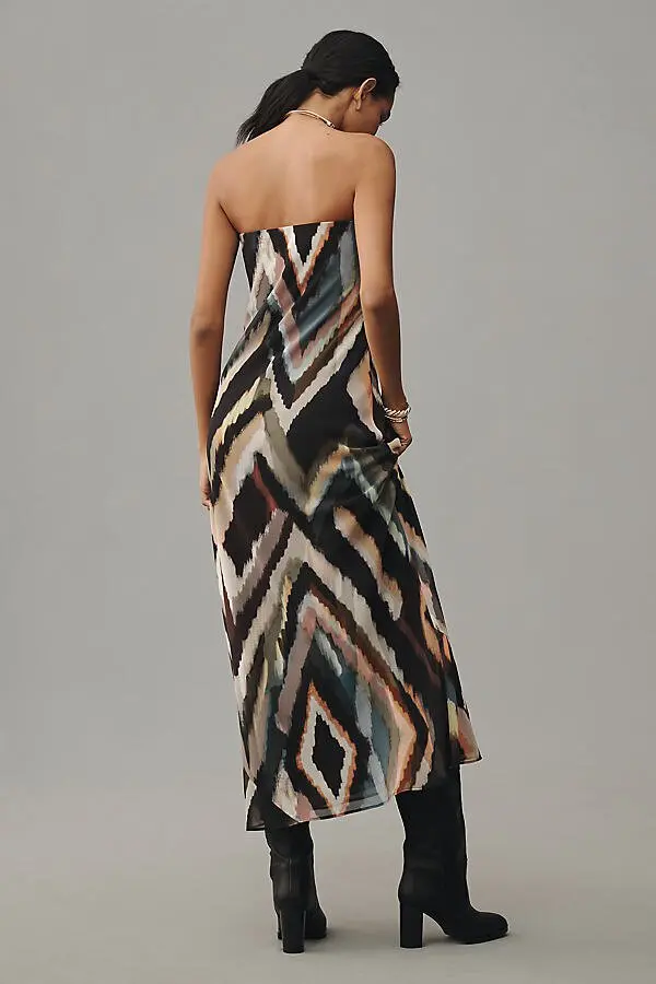 the fleur strapless satin maxi slip dress Thats So Fetch | | champagne while the invisible back zipper and thigh high split provide functionality The fleur satin strapless maxi